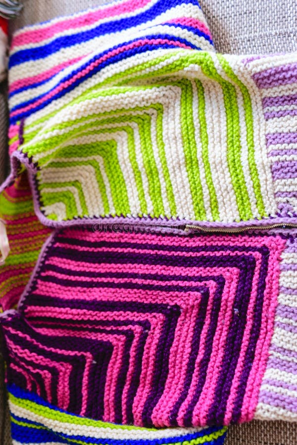 A Patchwork Quilt with a Colorful Graphic Design, Knitting Texture ...