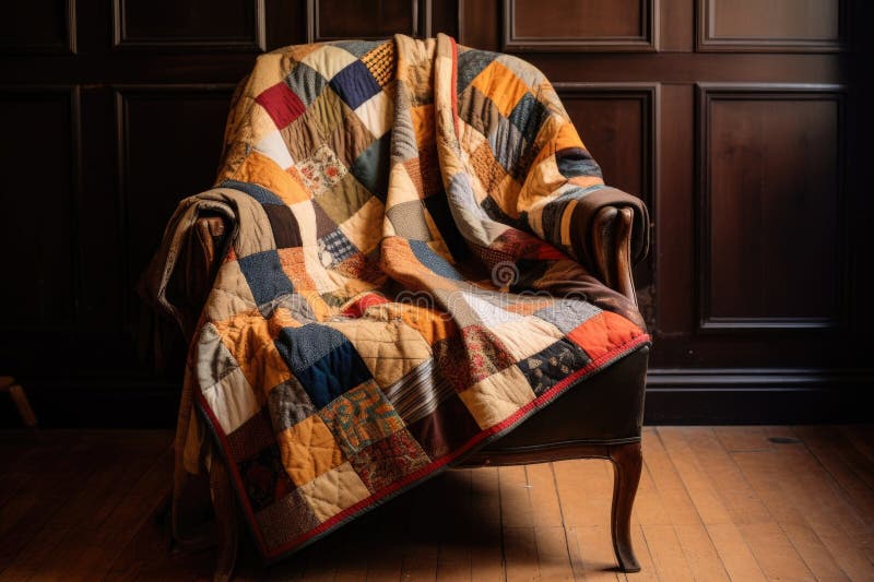 Patchwork Quilt Draped Over a Cozy Chair Stock Image - Image of comfort ...
