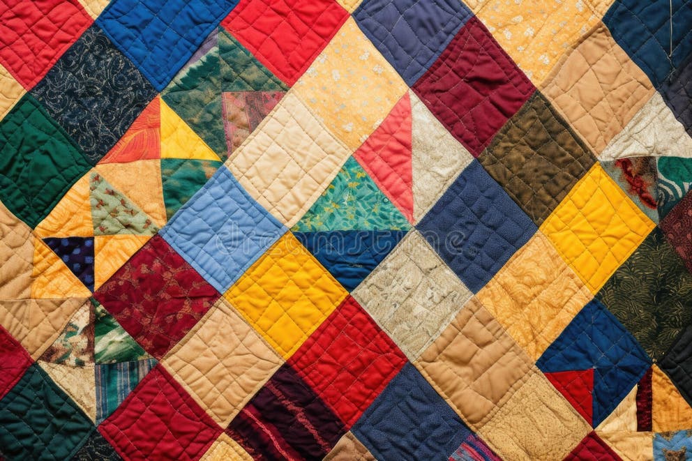 Patchwork Quilt Made of Diverse Patterns and Colors Stock Illustration ...
