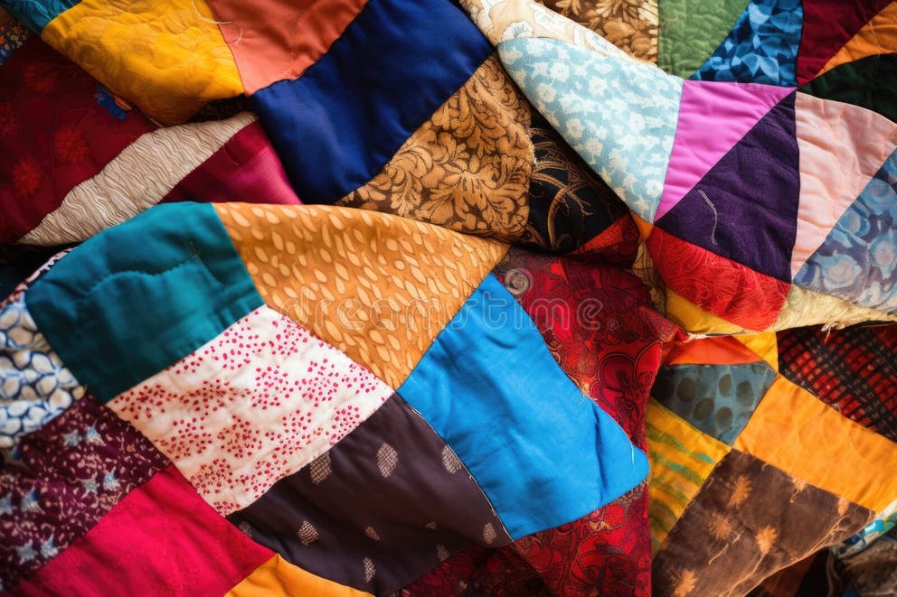 Patchwork Quilt Made of Diverse Patterns and Colors Stock Illustration ...