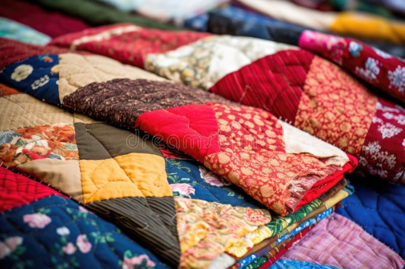 Patchwork Quilt Made of Diverse Patterns and Colors Stock Photo - Image ...