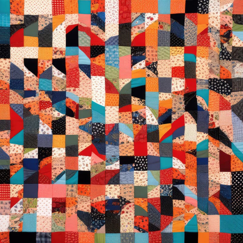 Patchwork Quilt Design with Calico Print Stock Illustration ...