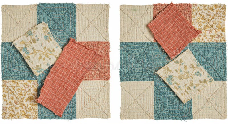 Patchwork Quilt Squares Featuring a Mix of Colors and Patterns. Each ...