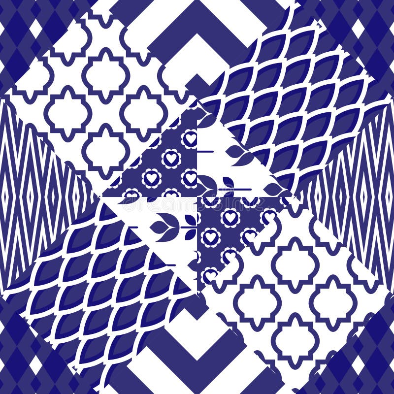 Vector Patchwork Seamless Wall Tile Pattern, Ceramic Mexican Tiles Stock Vector - Illustration ...