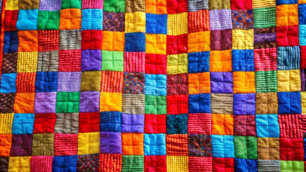 Patchwork Quilt Vibrant Squares, Textile Textures, Joyful Composition ...