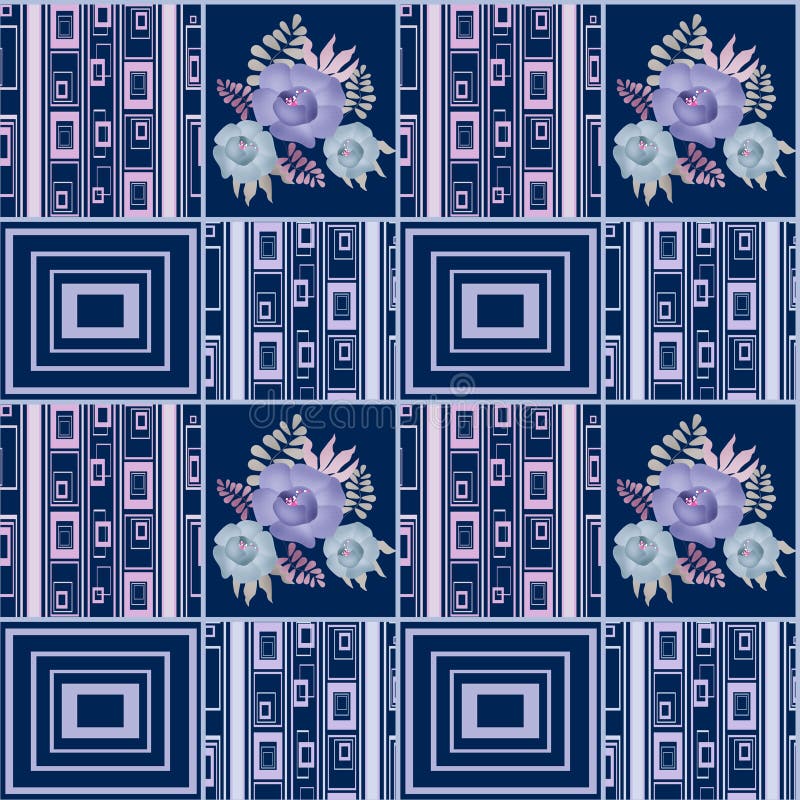 Patchwork Retro Checkered Floral Fabric Texture Pattern Background ...