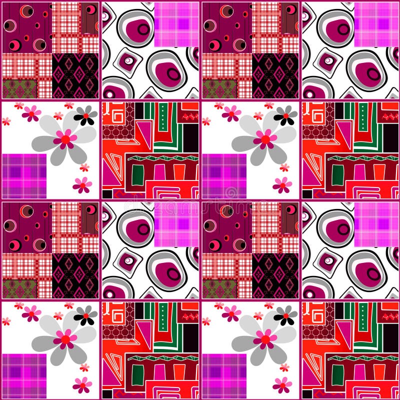 Patchwork Retro Floral Texture Pattern Background Stock Illustration ...
