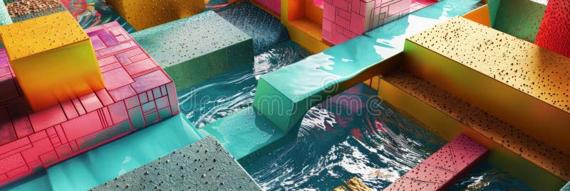 A Patchwork River of Different Geometric Shapes and Patterns in Vibrant ...