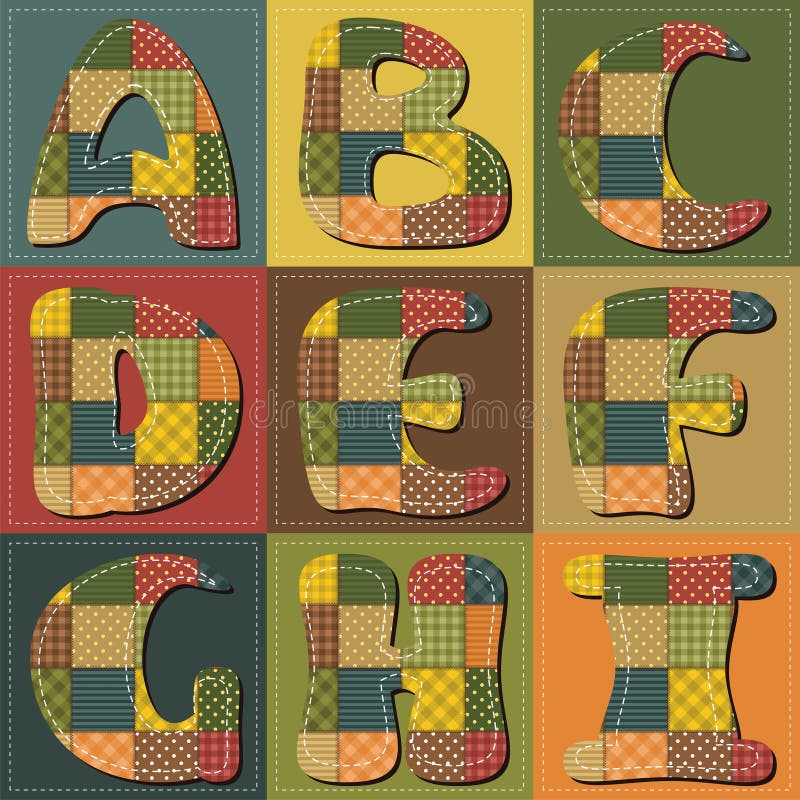 Patchwork Scrapbook Alphabet Stock Illustration - Illustration of motif ...