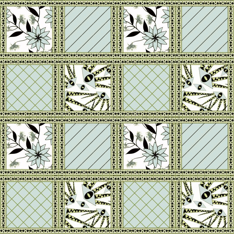 Patchwork Seamless Abstract Pattern Green Background. Stock ...