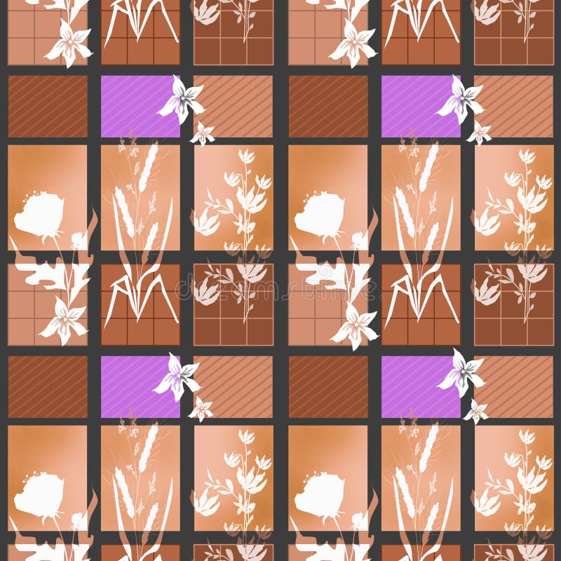 Patchwork Seamless Bright Retro Pattern with Flowers Background Stock ...