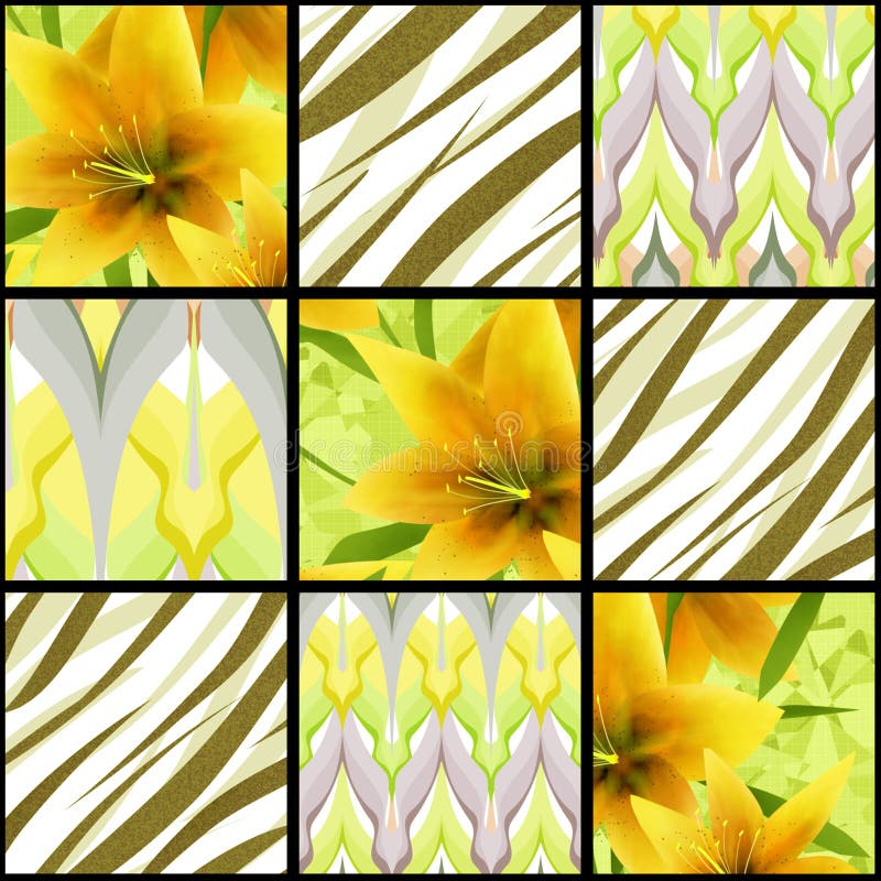 Patchwork Seamless Floral Lilly Pattern Texture Background Stock ...