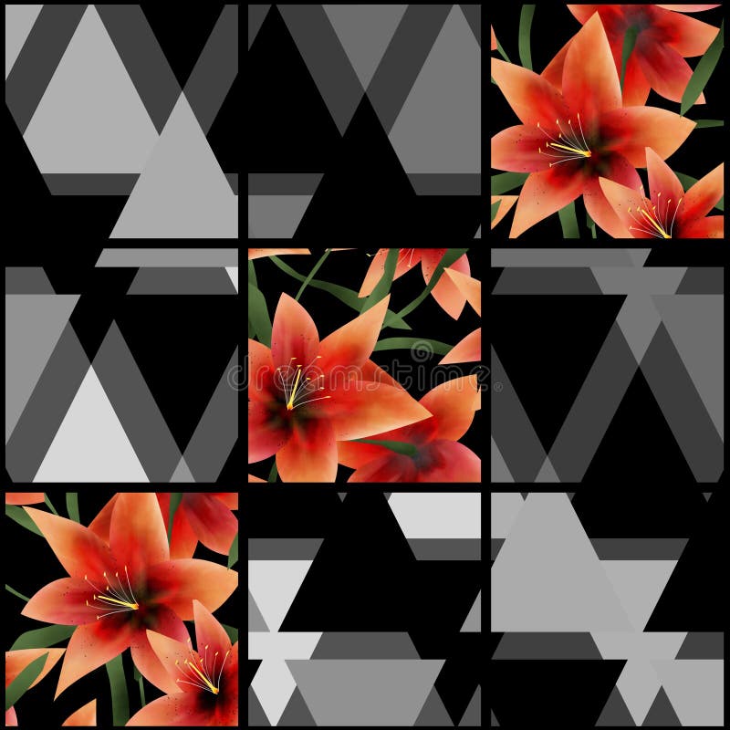 Patchwork Seamless Floral Lilly Pattern Texture Background with Stock ...