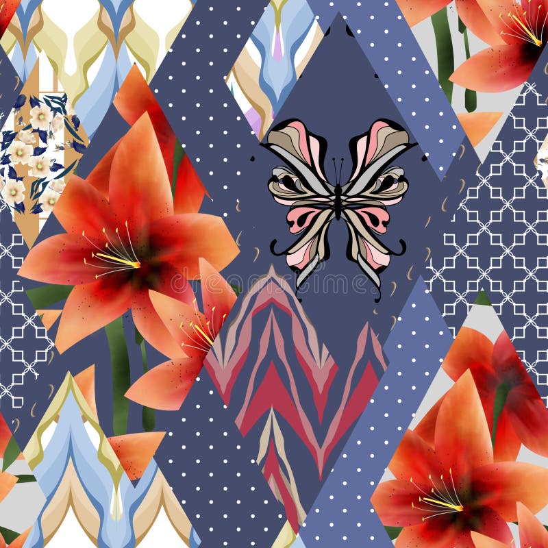 Seamless Pattern In Style Of Patchwork Stock Vector Illustration Of
