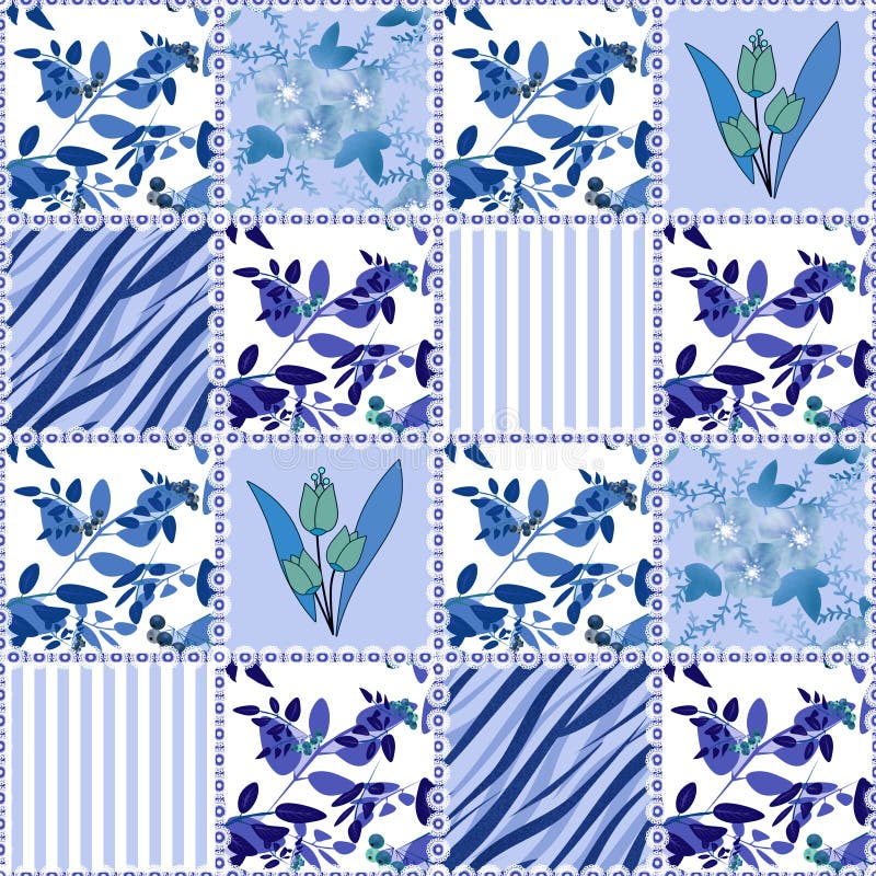 Patchwork Seamless Floral Pattern Texture Background Stock Illustration ...