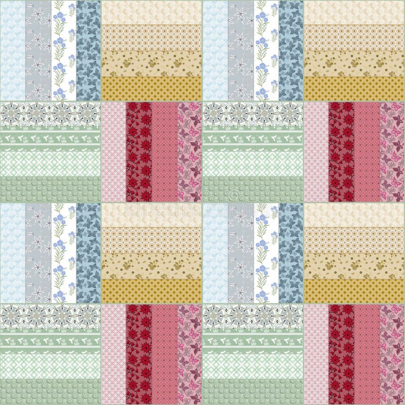 Patchwork Seamless Abstract Pattern Green Background. Stock ...