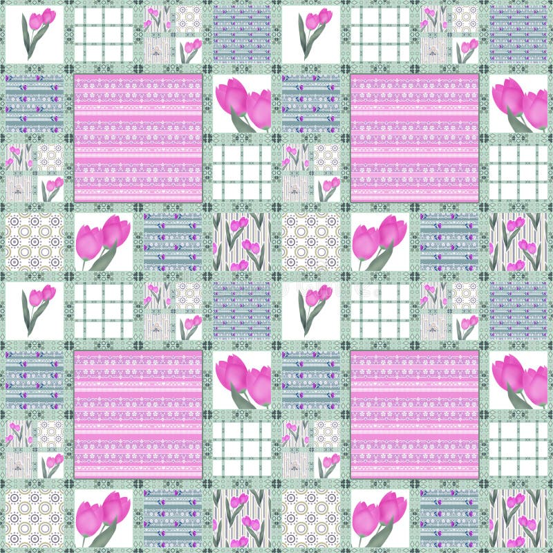 Patchwork Quilt Seamless Pattern Stock Vector - Illustration of crafts ...