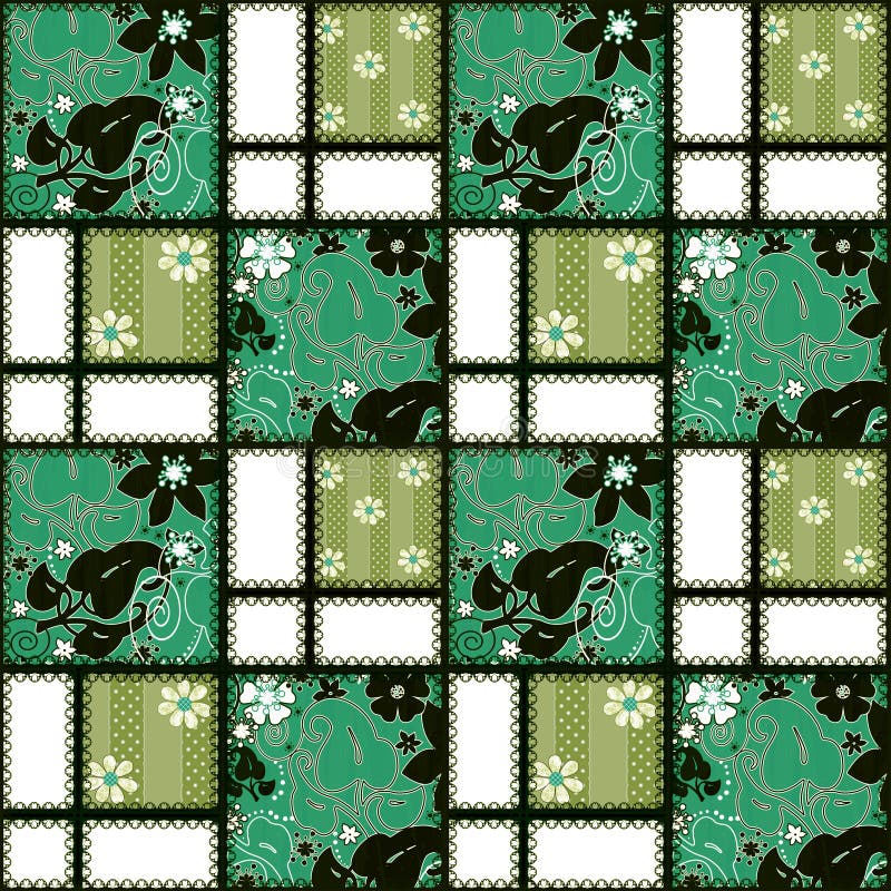 Patchwork Green Texture Pattern Background Stock Illustration ...