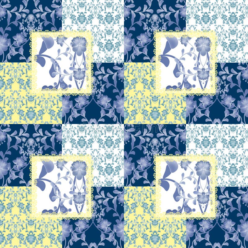 Patchwork Seamless Lace Floral Pattern Stock Illustration ...