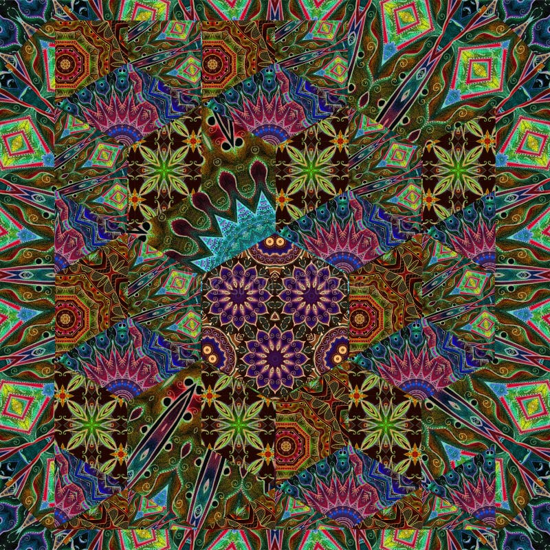 Patchwork Seamless Pattern with Beautiful Ethnic Ornament. Print for ...