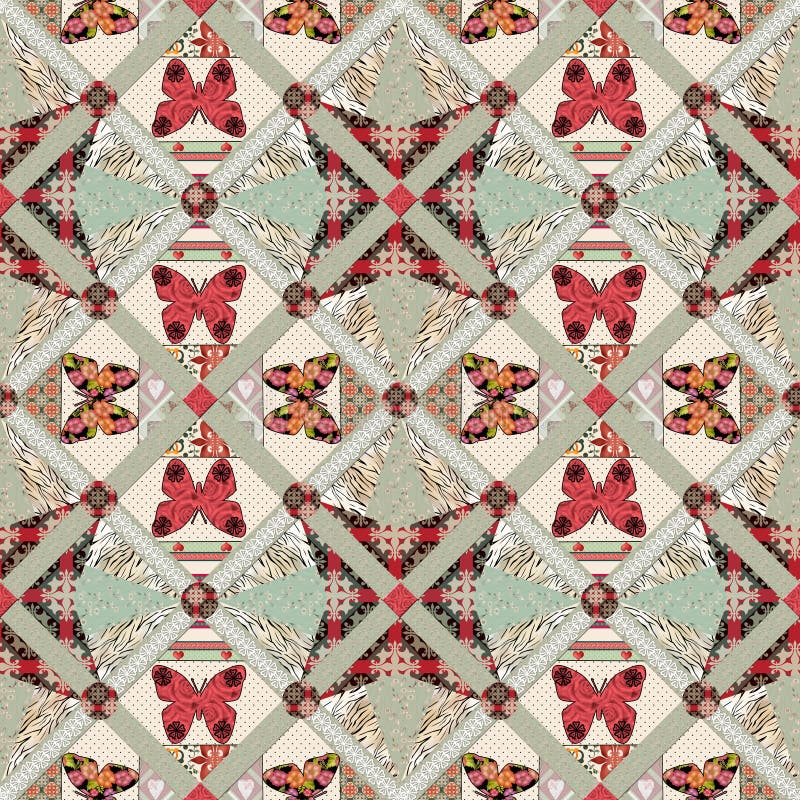 Patchwork Seamless Floral Pattern Texture Stock Illustration ...