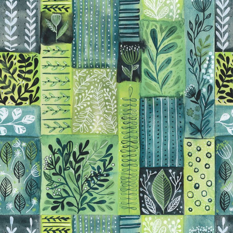 Patchwork Seamless Pattern. Stock Illustration - Illustration of drawn ...