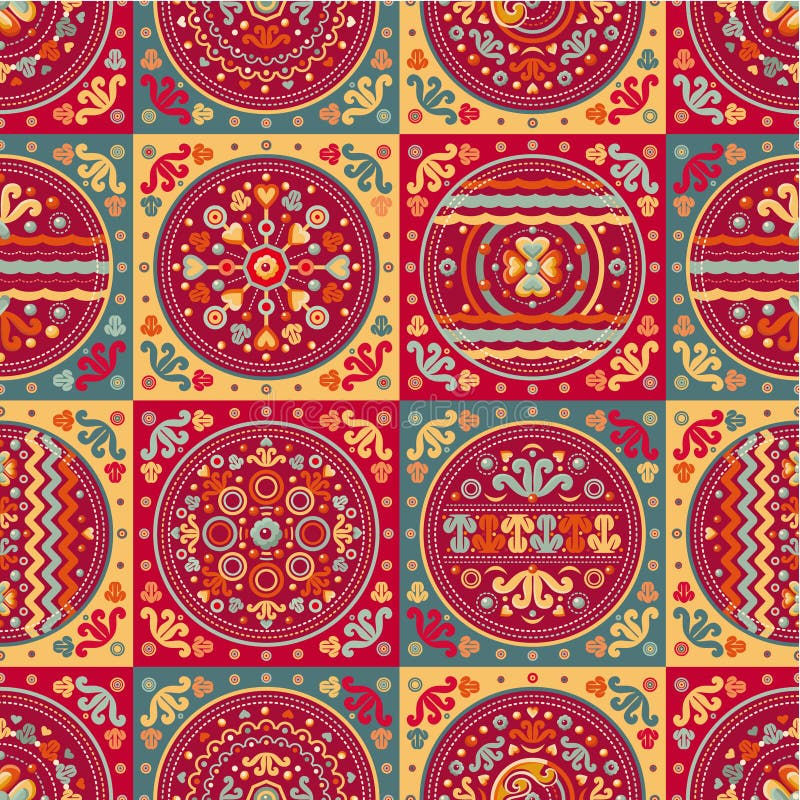 Patchwork Seamless Pattern. Ethnic Geometric Print Stock Vector ...