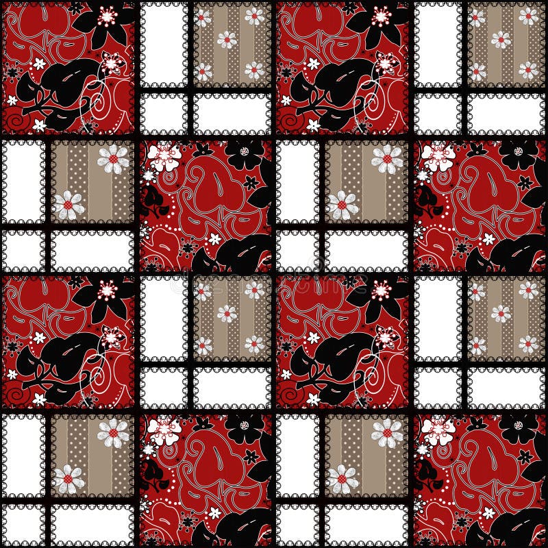 Patchwork Seamless Pattern Floral Ornament Stock Illustration ...