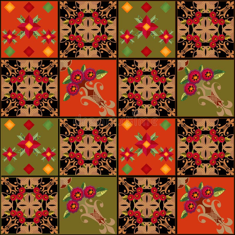 Patchwork Seamless Pattern Geometric Elements Background Stock ...