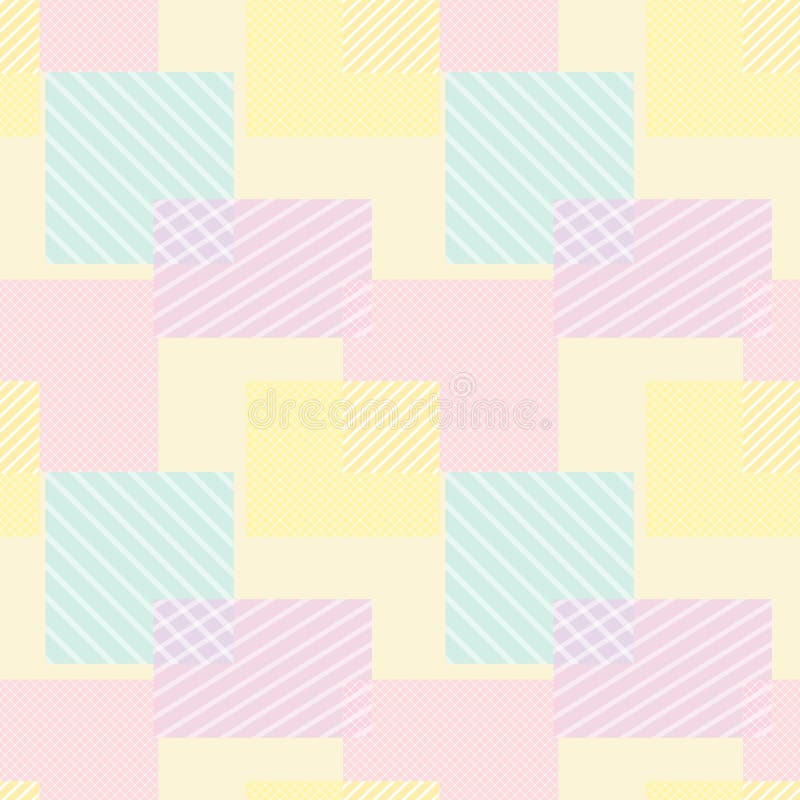 Patchwork Seamless Pattern Pastel Colors Stock Illustration ...