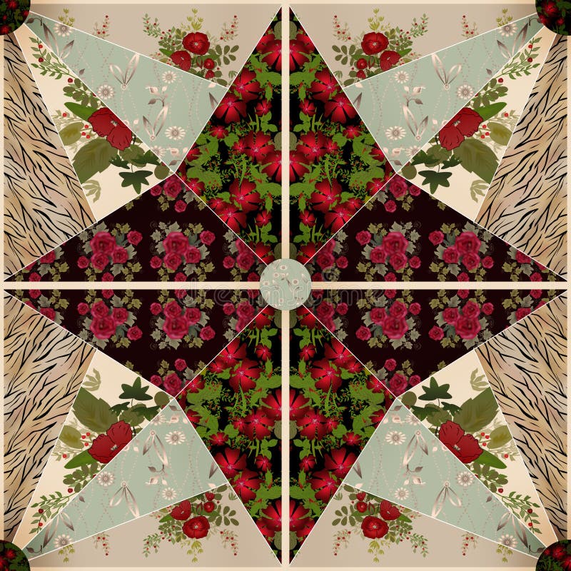 Patchwork Seamless Pattern Texture Background Stock Illustration