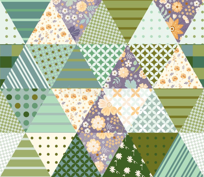 Bright Seamless Patchwork Pattern In Red Colors Patches With Floral