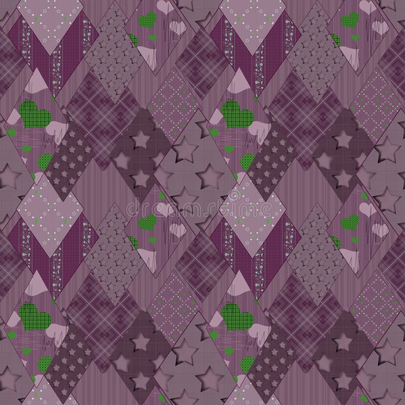 Seamless Patchwork Pattern with Flowers Stock Vector - Illustration of ...