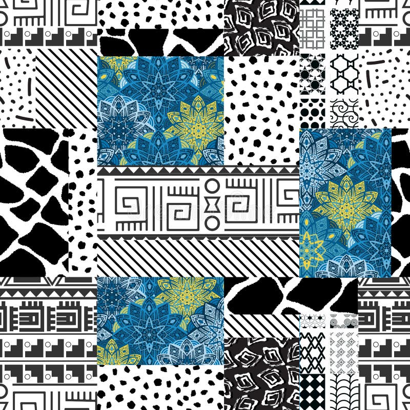 Seamless Patchwork Pattern Rectangles and Squares Stock Illustration - Illustration of modern ...