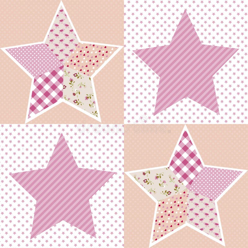 Patchwork Stars Girl stock illustration. Illustration of decor - 56310230