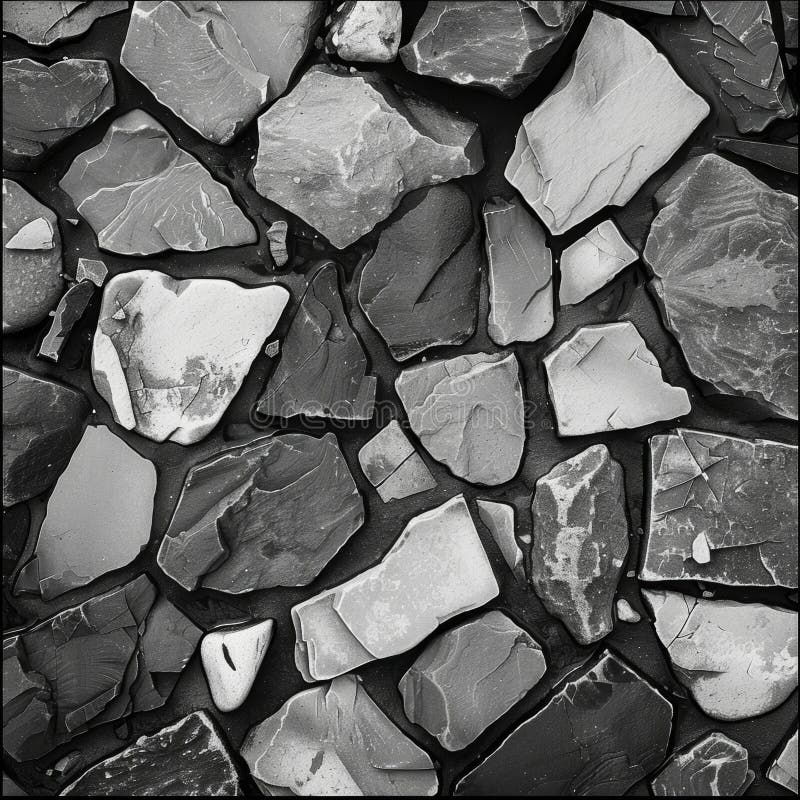A Patchwork of Stones Each One Unique in Its Imperfections. Black and ...