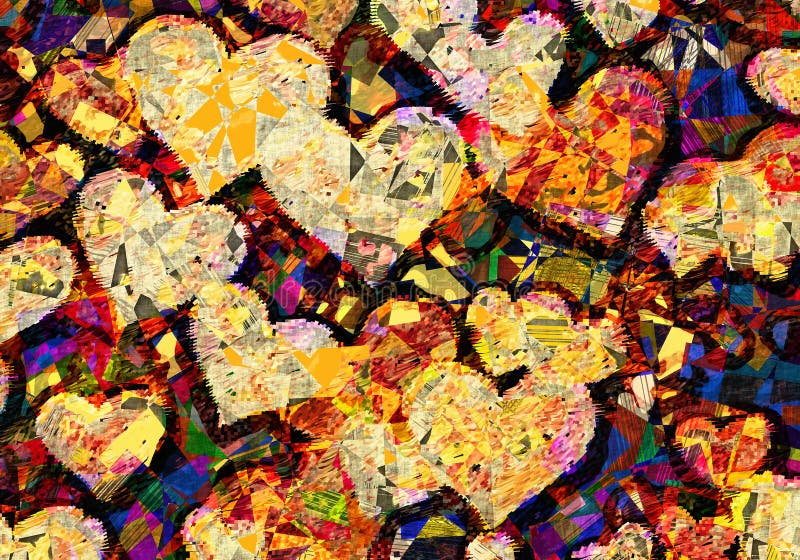 Patchwork Style Picture of Many Hearts Stock Illustration ...