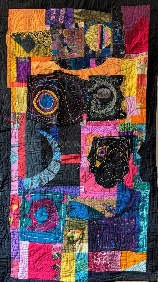 Patchwork Style Quilt, Colorful Patchwork Quilt Stock Photo - Image of ...