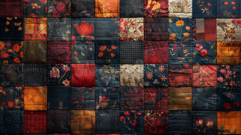 Patchwork Textile Art, a Patchwork Print Design Features Quilted Fabric ...