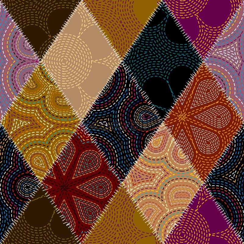 Patchwork Textile Pattern. Seamless Quilting Design Background. Stock Vector - Illustration of ...