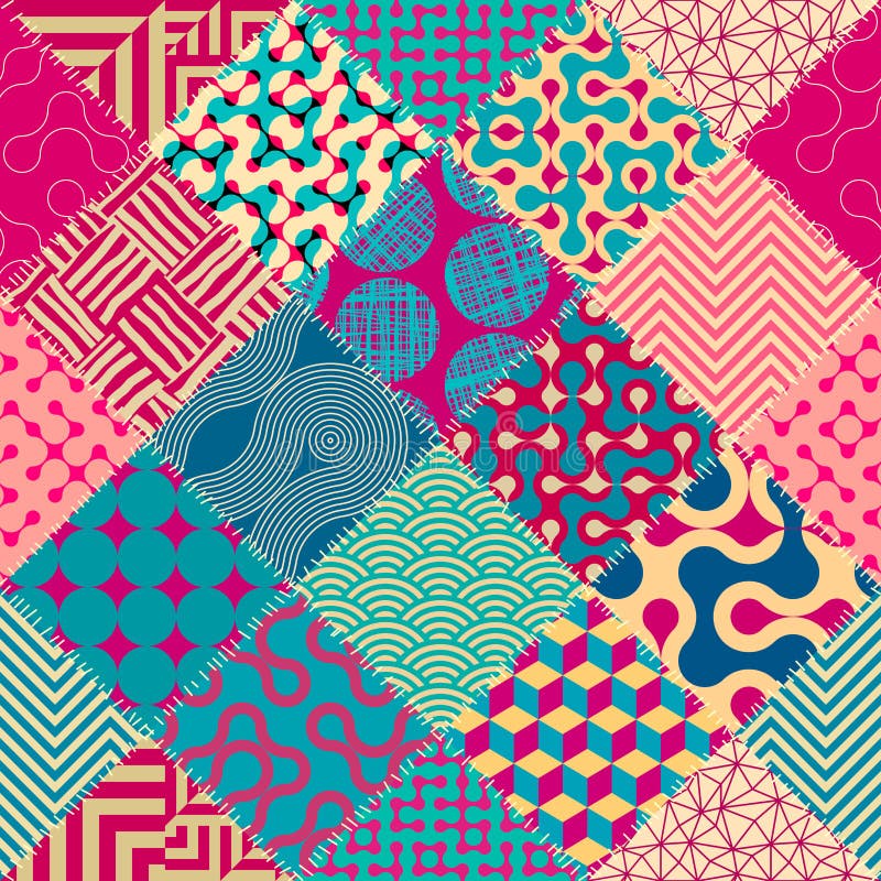 Patchwork Textile Pattern. Seamless Quilting Design Background. Stock ...