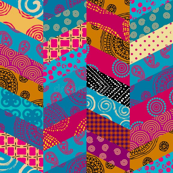 Patchwork Textile Pattern. Seamless Quilting Design Background. Stock Vector - Illustration of ...