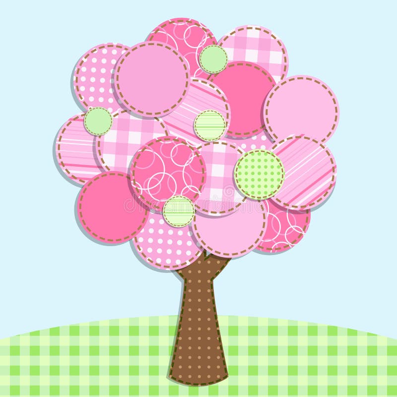 Patchwork tree stock vector. Illustration of floral, patchwork - 74697819