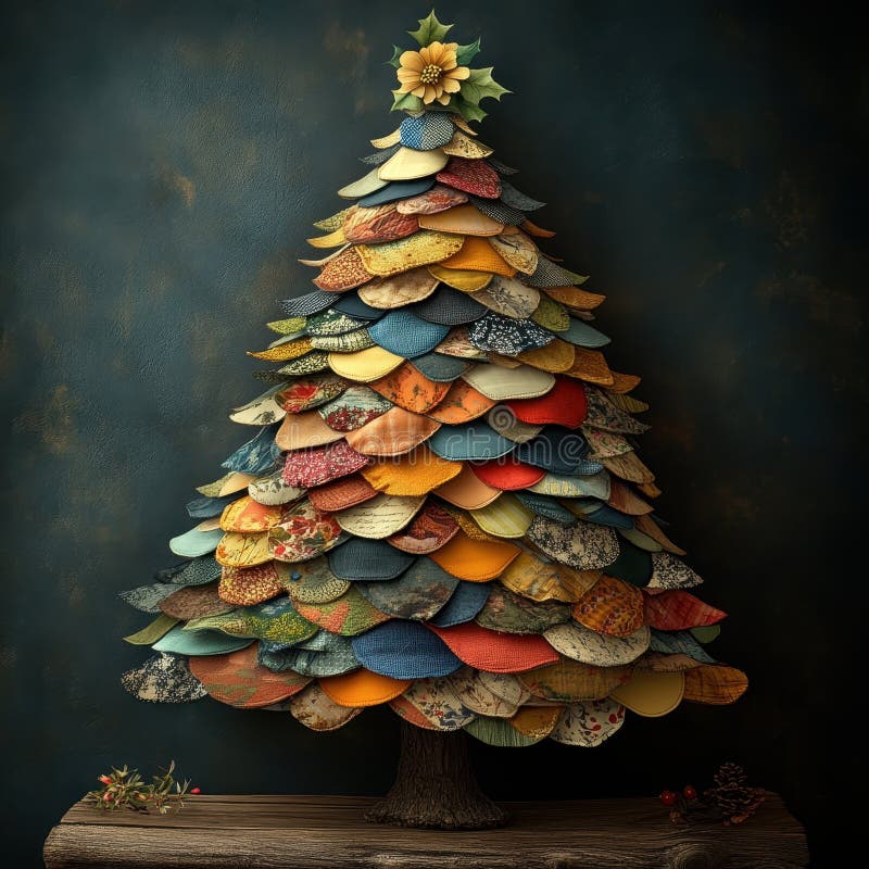 Patchwork Tree Quilted Fabric Symbol Festive Holiday Warmth Art Craft ...