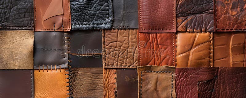 A Patchwork of Various Leather Textures in Different Shades of Brown ...