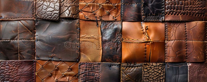 A Patchwork of Various Leather Textures in Different Shades of Brown ...