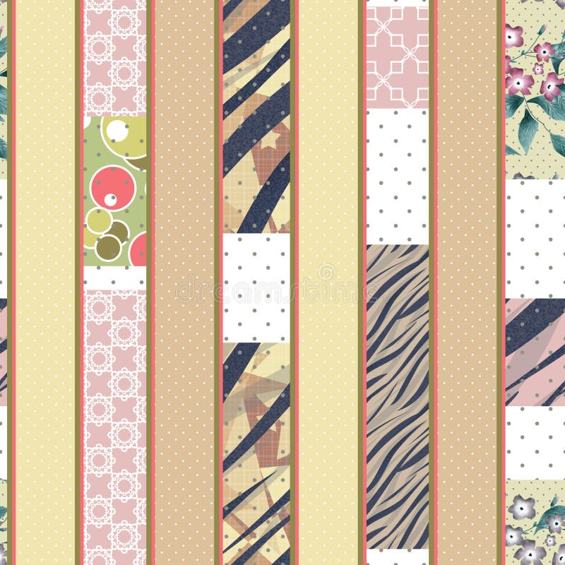 Patchwork Vertical Design Seamless Floral Pattern Ornament Color Stock ...