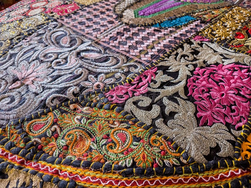 Patchwork Vintage Embroidery Fabric Quilt Stock Image - Image of design ...
