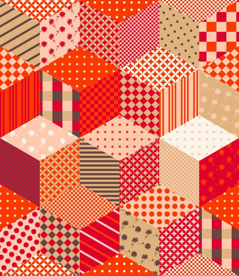 Autumn Patchwork With Falling Leaves And Polka Dot. Stock Vector ...