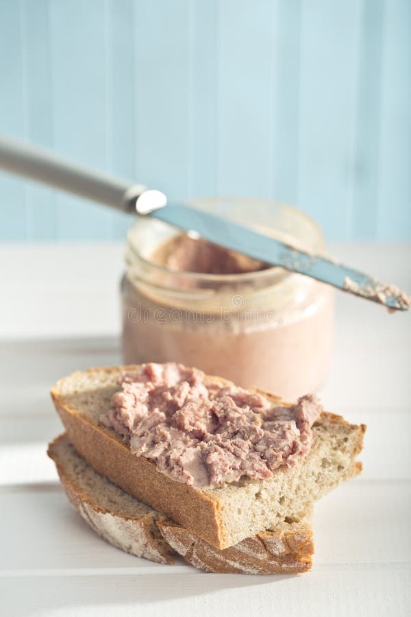 The pate with bread stock image. Image of lunch, delicious - 50257243